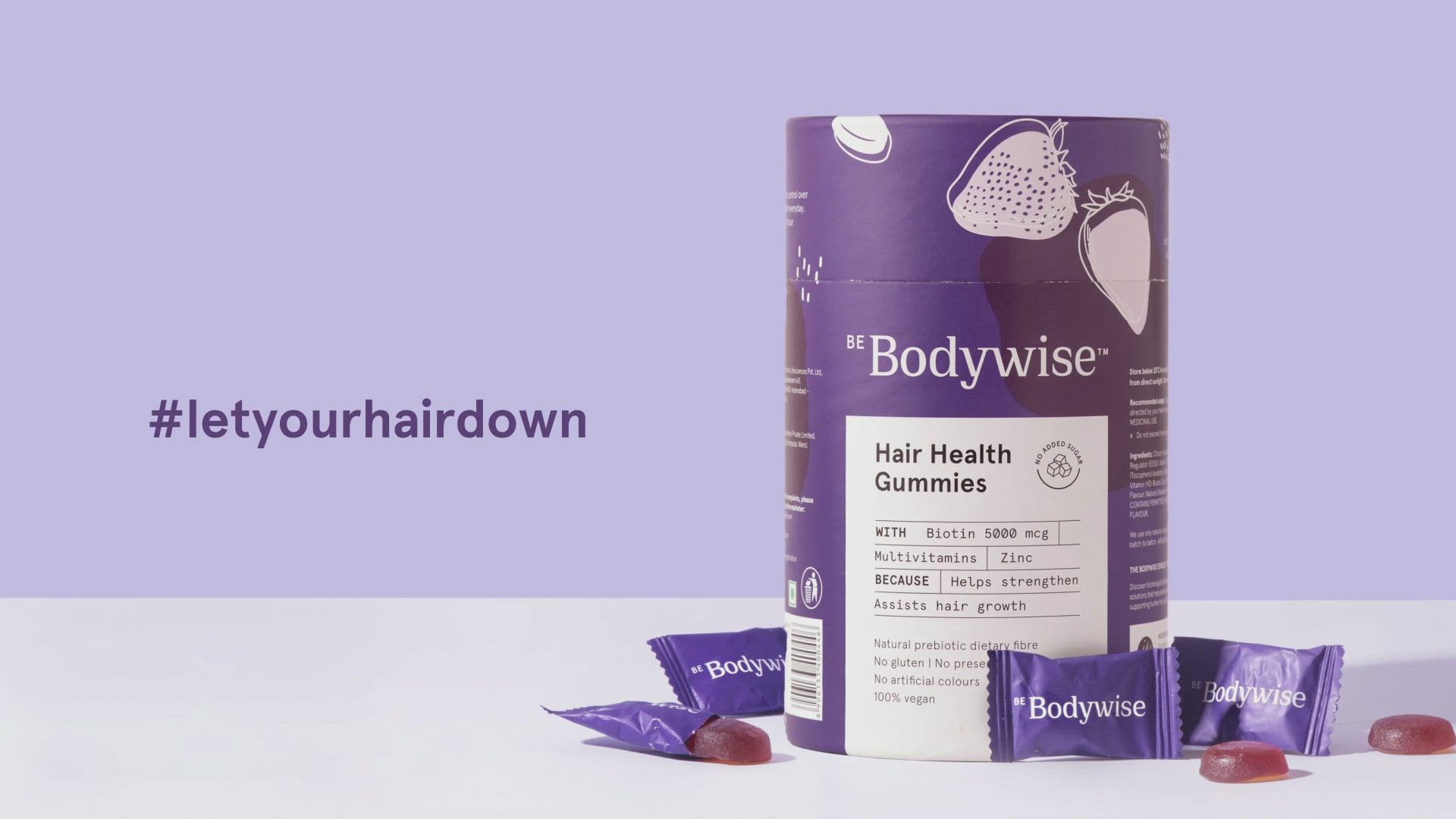 Be Bodywise Biotin Gummies For Hair Growth - Hair Vitamins - No Added ...